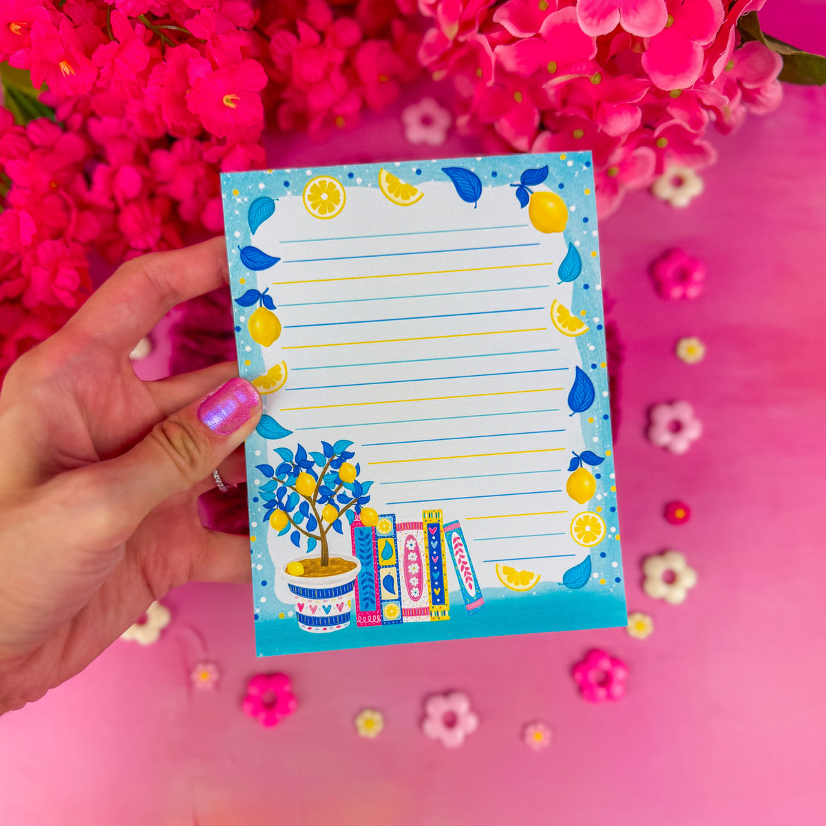 Lemon Book Stack Notepad 4.25" x 5.5" – Emily Cromwell Designs