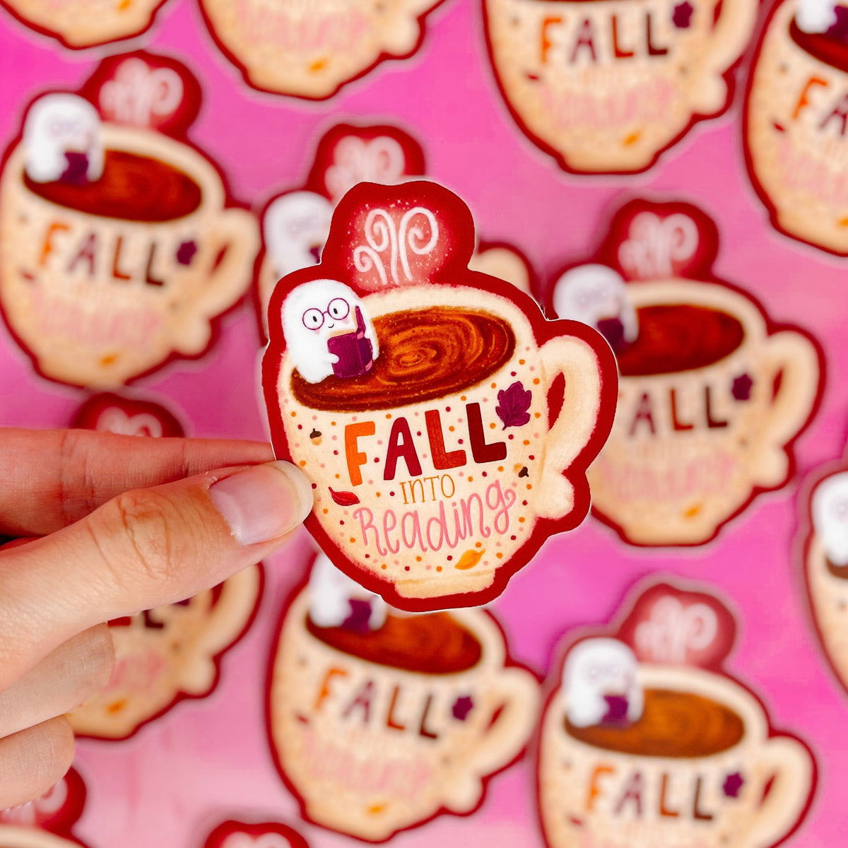 Fall Into Reading Boo-Mallow Vinyl Sticker – Emily Cromwell Designs