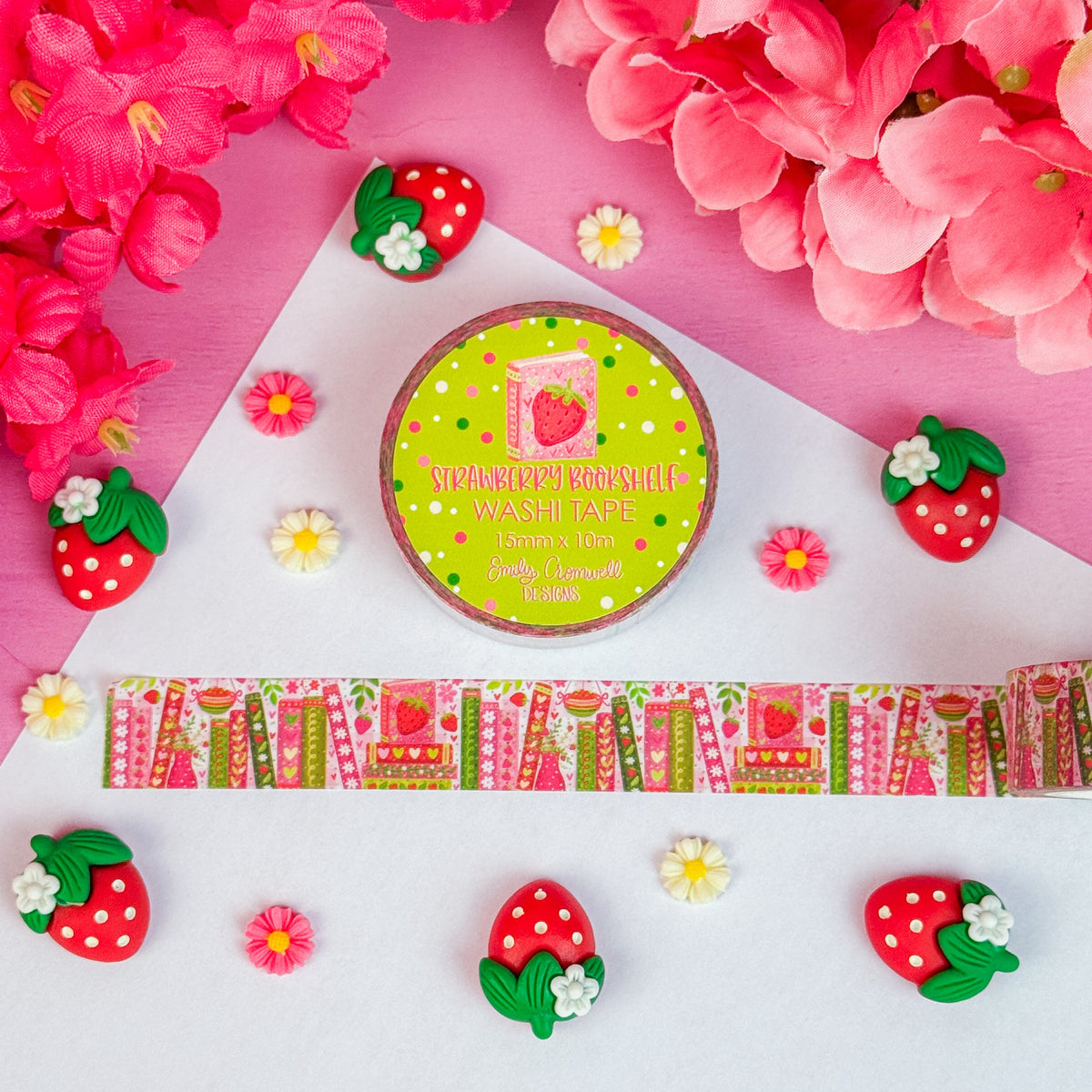 Strawberry Bookshelf Washi Tape – Emily Cromwell Designs