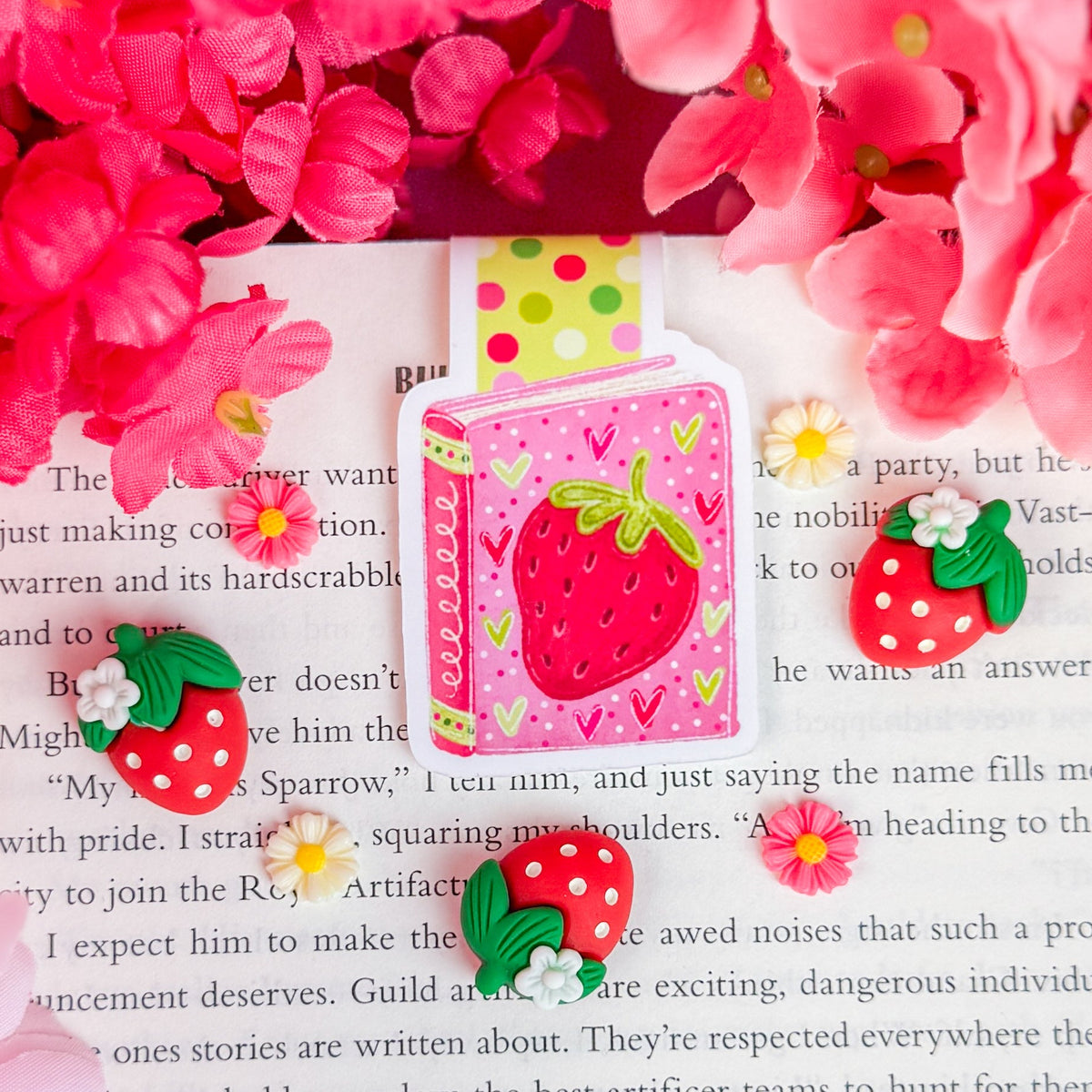 Strawberry Book Magnetic Bookmark – Emily Cromwell Designs