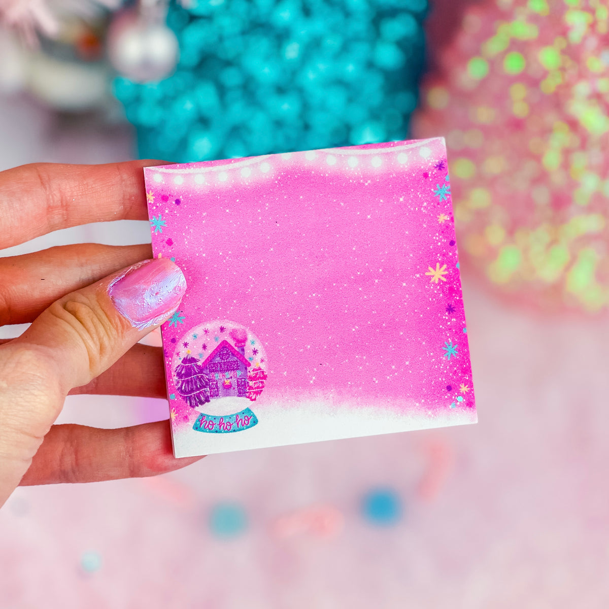 Christmas Bookshop Snow Globe Sticky Notes 3" x 3" – Emily Cromwell Designs
