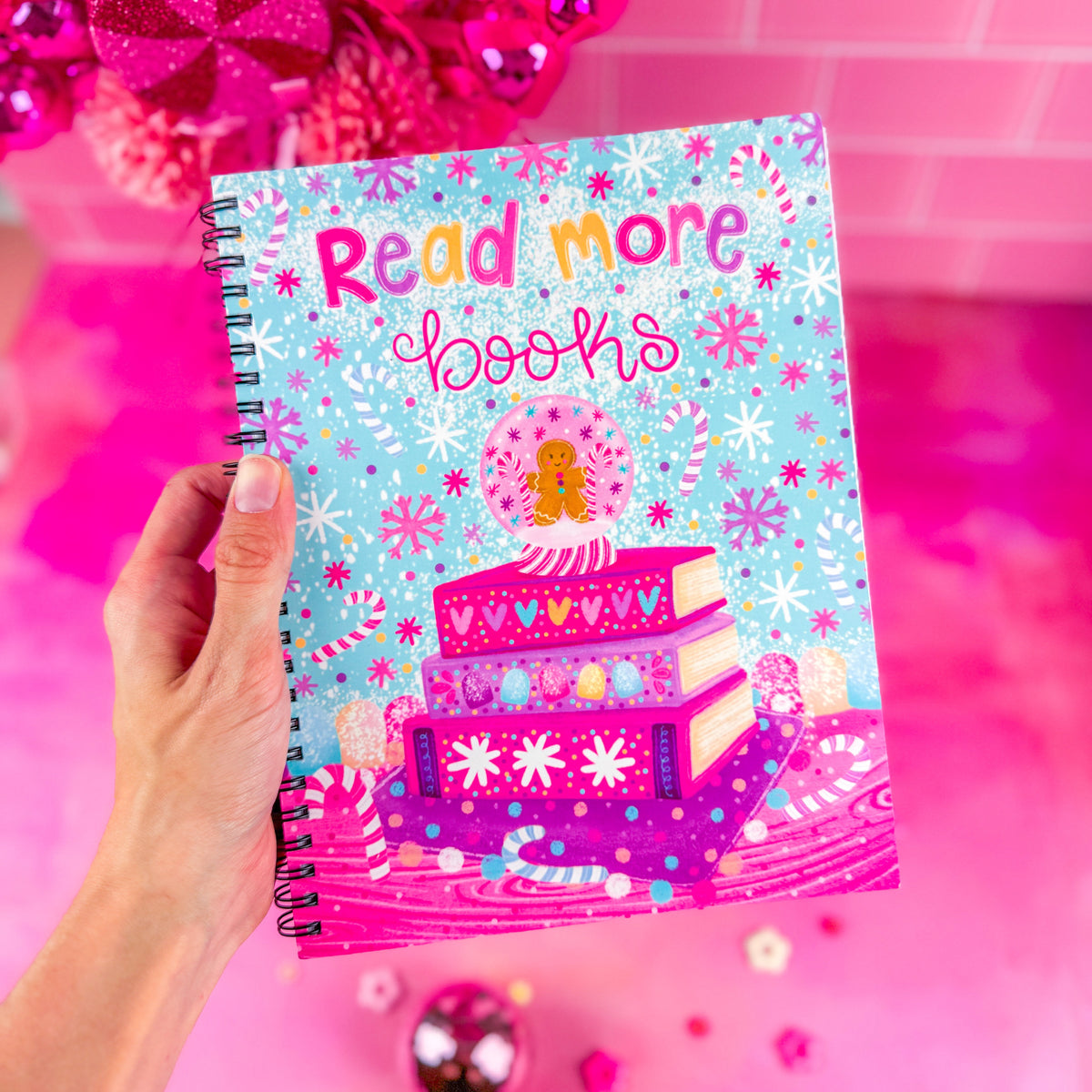 Read More Books Snow Globe Book Stack Notebook (7" x 9") – Emily ...