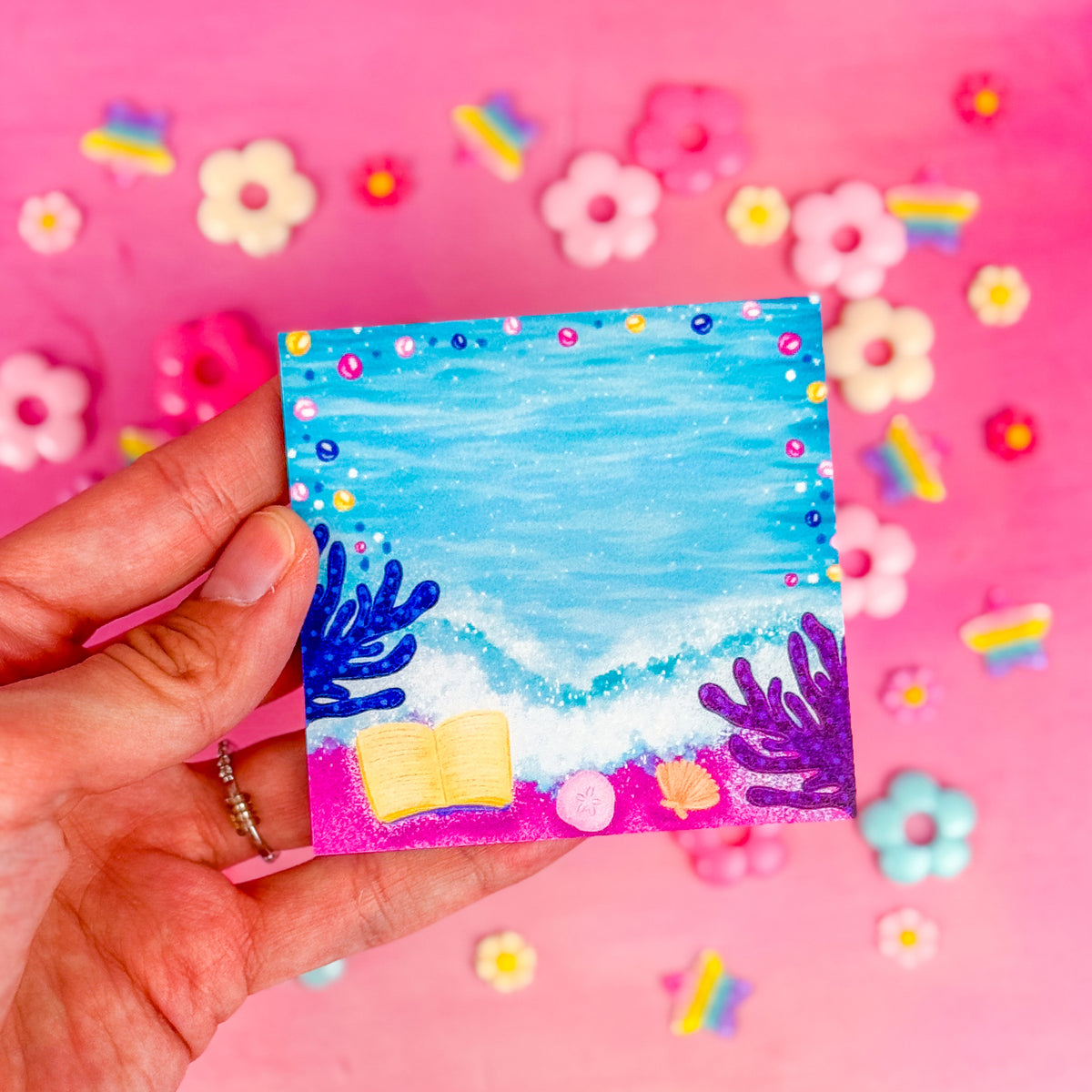 Bookish Ocean Sticky Notes 3" x 3" – Emily Cromwell Designs