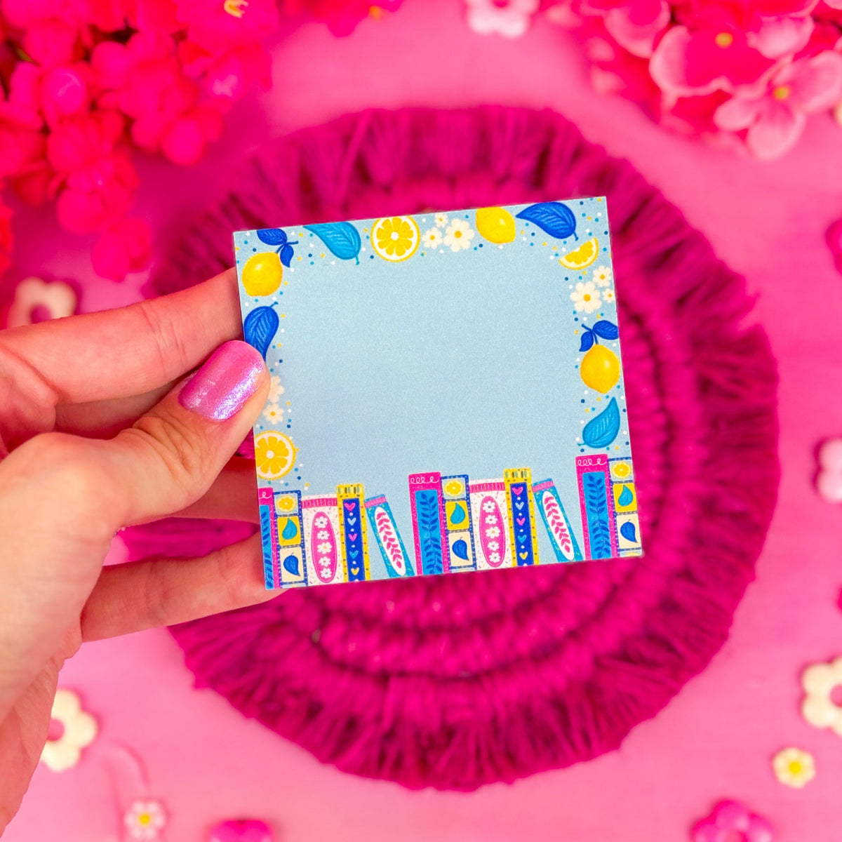 Lemon Book Shelf Sticky Notes 3" x 3" – Emily Cromwell Designs