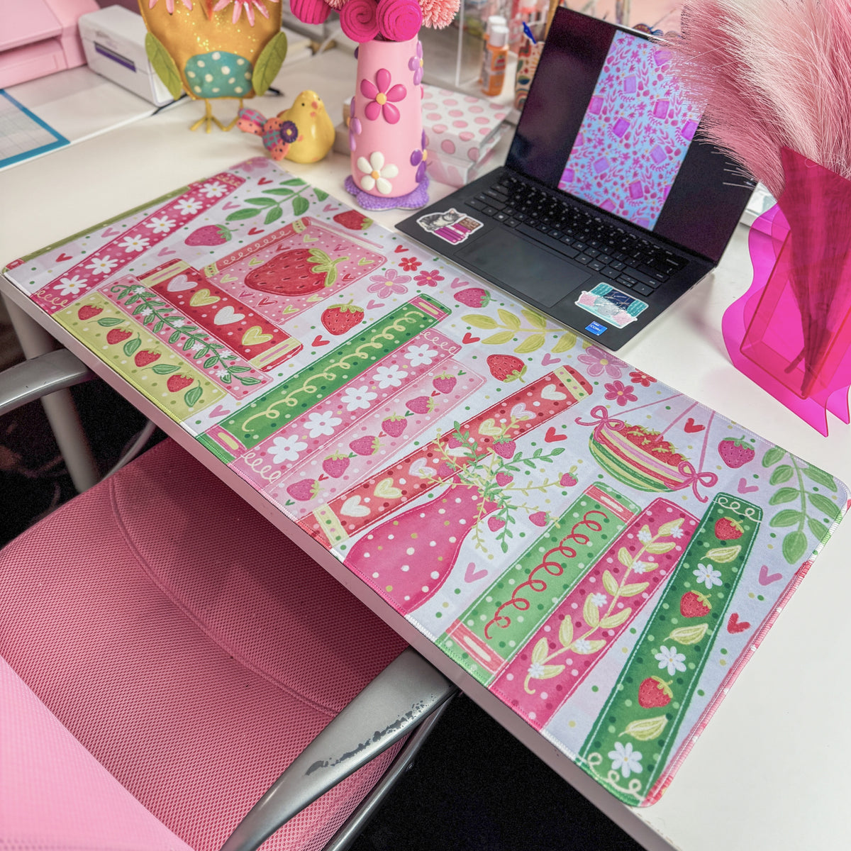 Strawberry Bookshelf Desk Mat – Emily Cromwell Designs