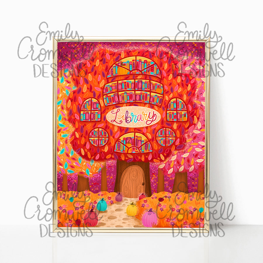 Maple Tree Library Art Print – Emily Cromwell Designs