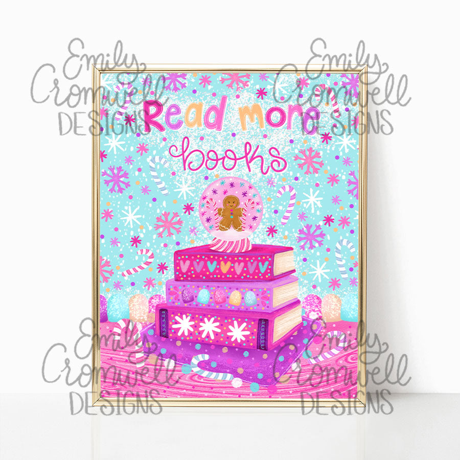 Read More Books Snow Globe Book Stack Art Print – Emily Cromwell Designs