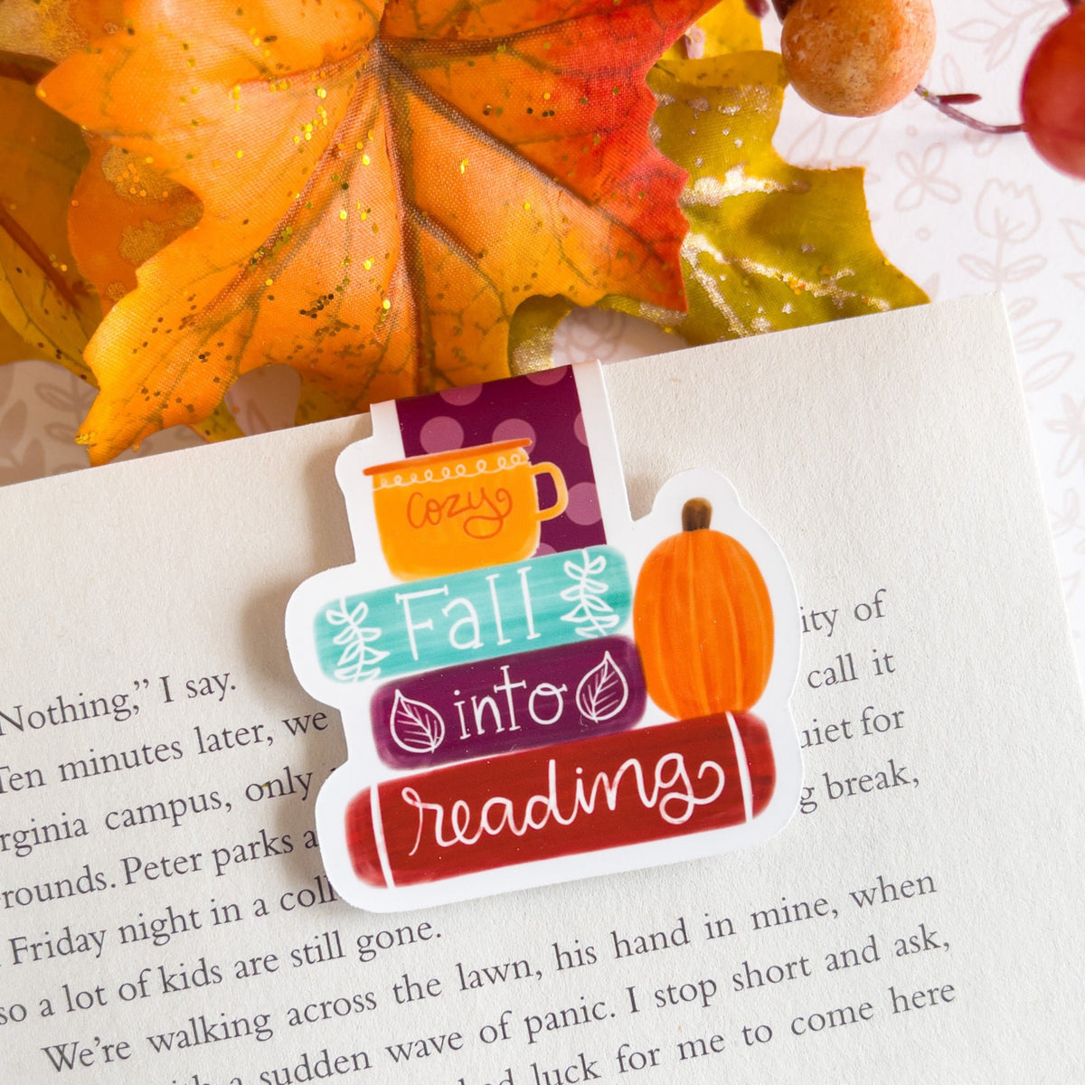 Fall Into Reading Magnetic Bookmark – Emily Cromwell Designs